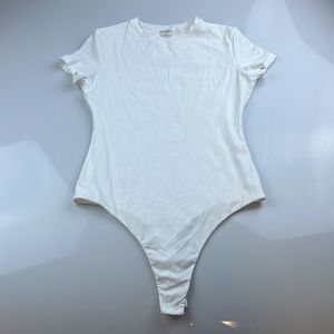 Pumiey | Tops | Pumiey White Round Neck Body Suit S862 | Poshmark